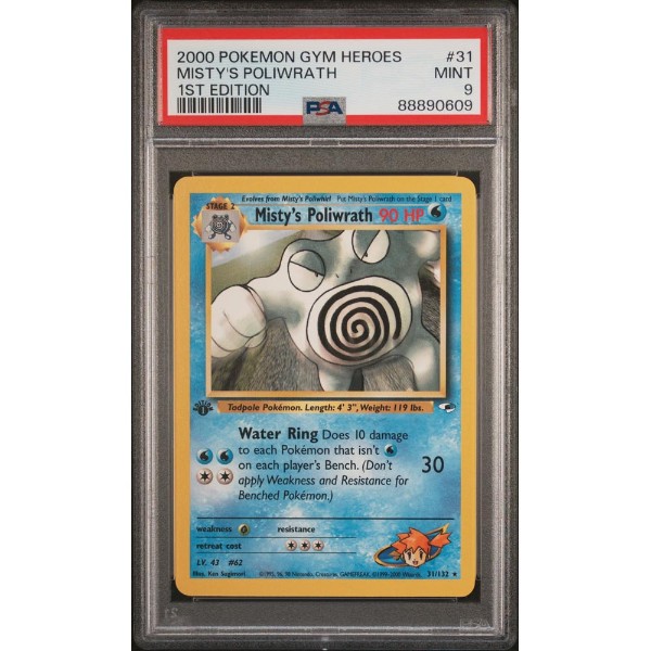 Pokemon - TCG - PSA MINT 9 Pokemon Gym Heroes #31 Misty's Poliwrath ...