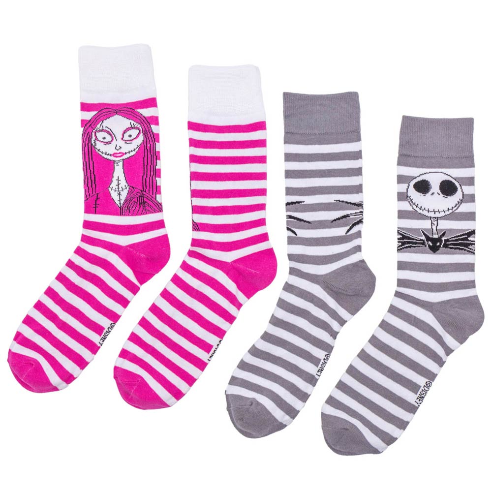Nightmare Before Christmas - Jack & Sally Misfit Love Crew Socks 2-Pack ...