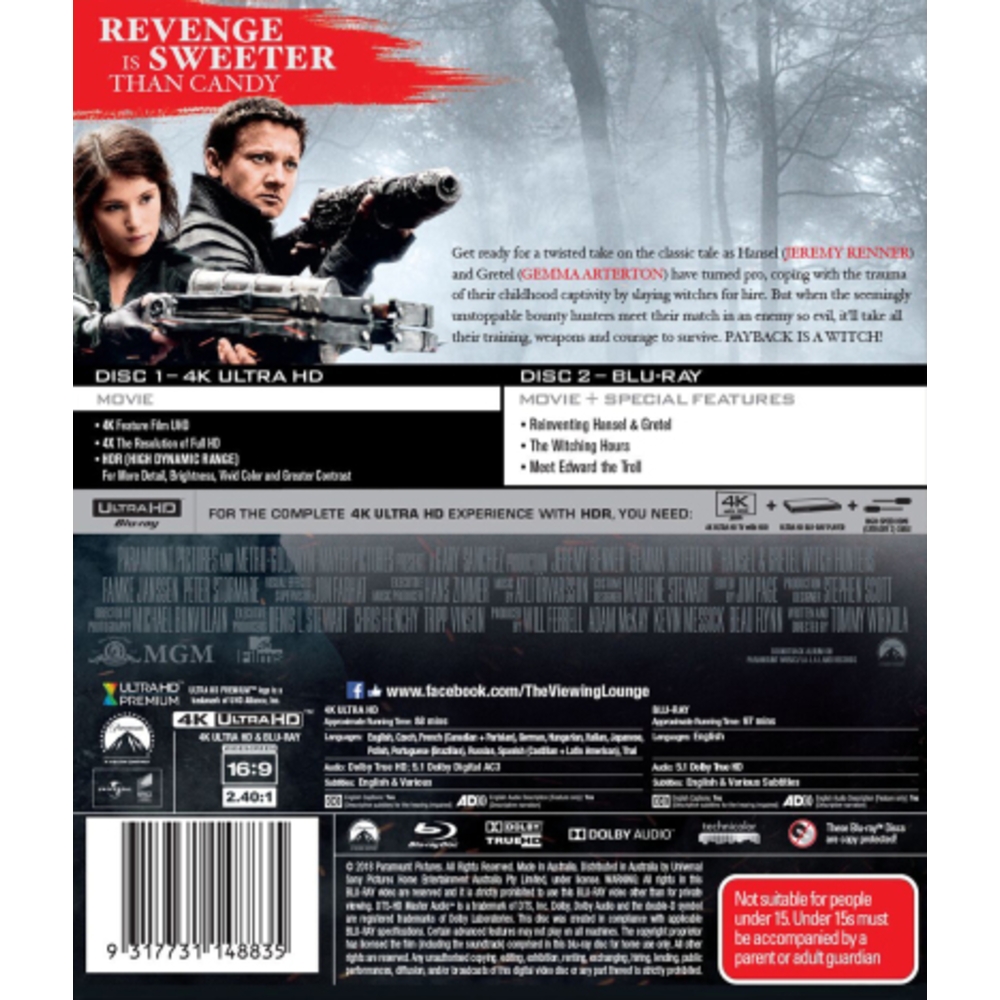 Hansel & Gretel: Witch Hunters (4K UHD / Blu-ray) - Loot - EB Games ...