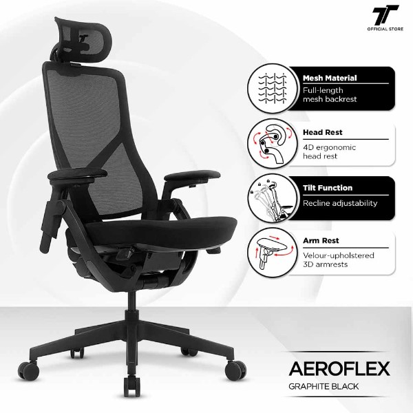 TT Aeroflex Ergochair - Graphite Black - PC - EB Games Australia