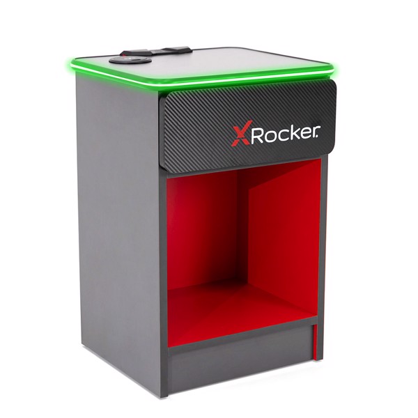 X Rocker Carbon-Tek Bedside Table with Wireless Charging and LED Lights ...