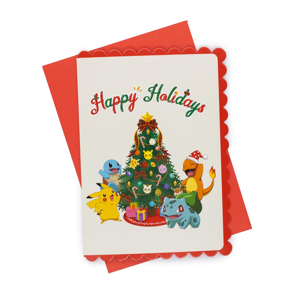 Pokemon - Kanto Starters Scalloped Christmas Greeting Card - Things For ...