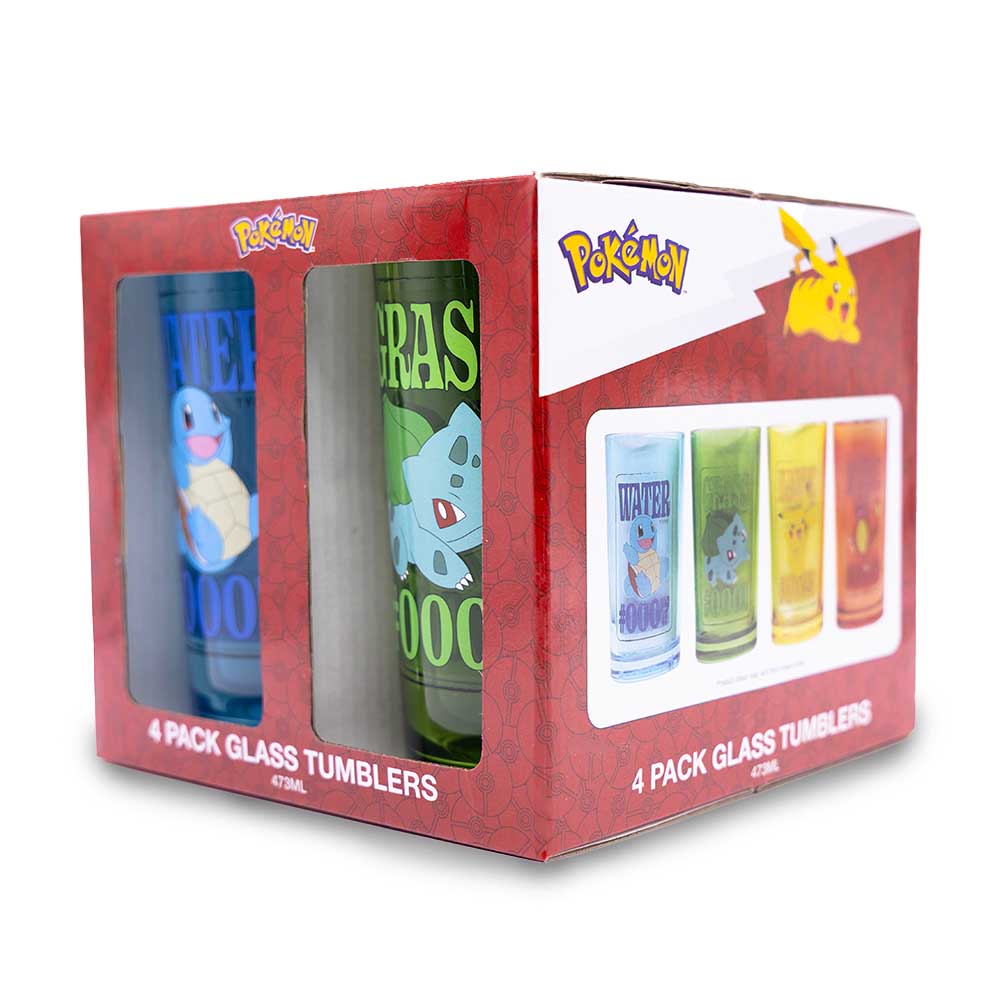 Pokemon - Kanto Starters & Pikachu Glass 4-Pack - Toys and Collectibles ...