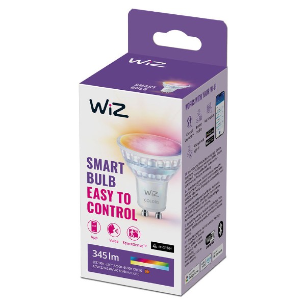 WiZ Spot 50W PAR16 GU10 Glass Smart Bulb - Colour & Tunable White ...