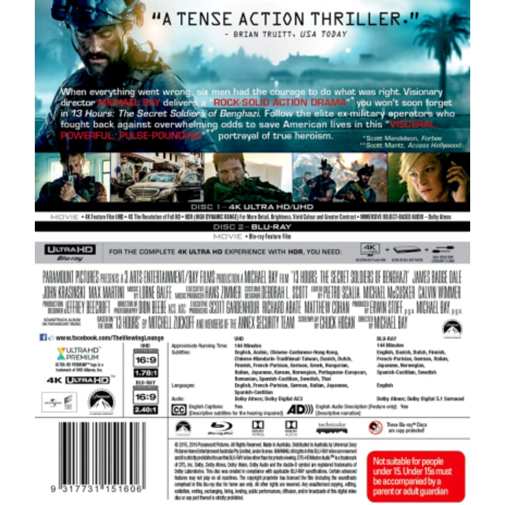 13 Hours: The Secret Soldiers of Benghazi (4K UHD / Blu-ray) - Loot - EB Games Australia