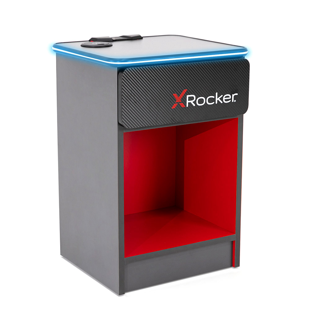 X Rocker Carbon-Tek Bedside Table with Wireless Charging and LED Lights ...