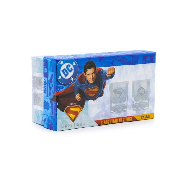 DC Comics - Superman Shield Premium Glass 2-Pack - Things For Home ...