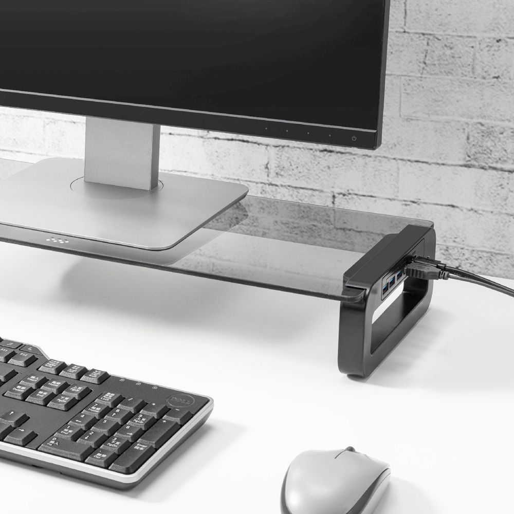 Laser - Monitor Desk Stand with USB 3.0 Charging Hub - Black - PC - EB ...