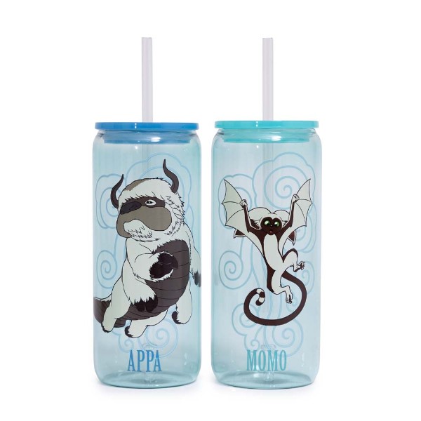 Avatar: The Last Airbender - Appa & Momo Glass Cup with Straw Twin Pack ...