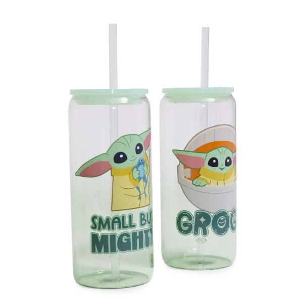 Star Wars - The Mandalorian - Grogu Glass Cup with Straw Twin Pack ...