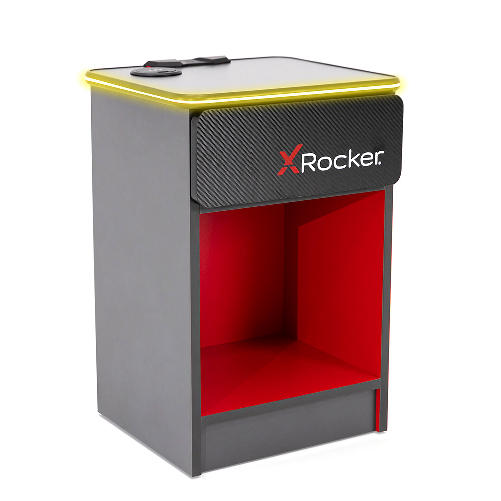 X Rocker Carbon-Tek Bedside Table with Wireless Charging and LED Lights ...