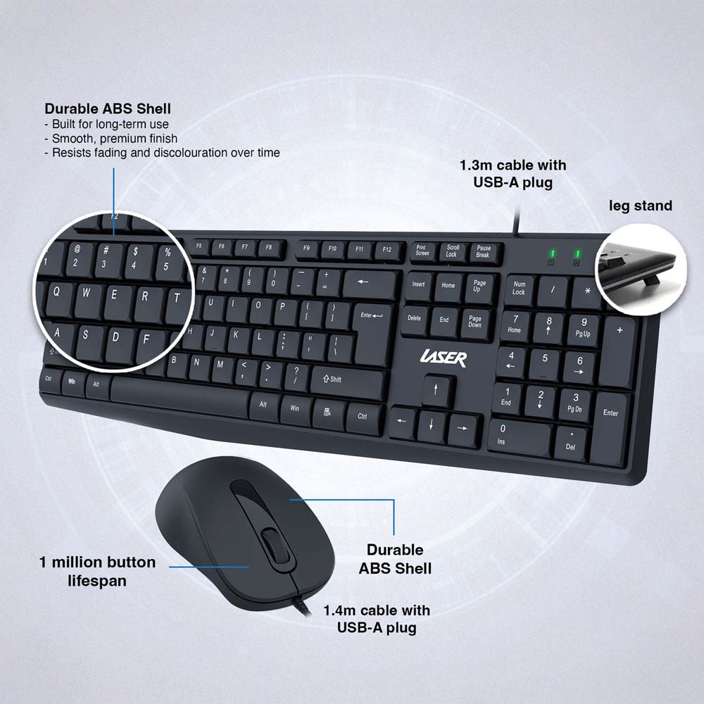 Laser - Wired Office Keyboard Mouse Combo - PC - EB Games Australia