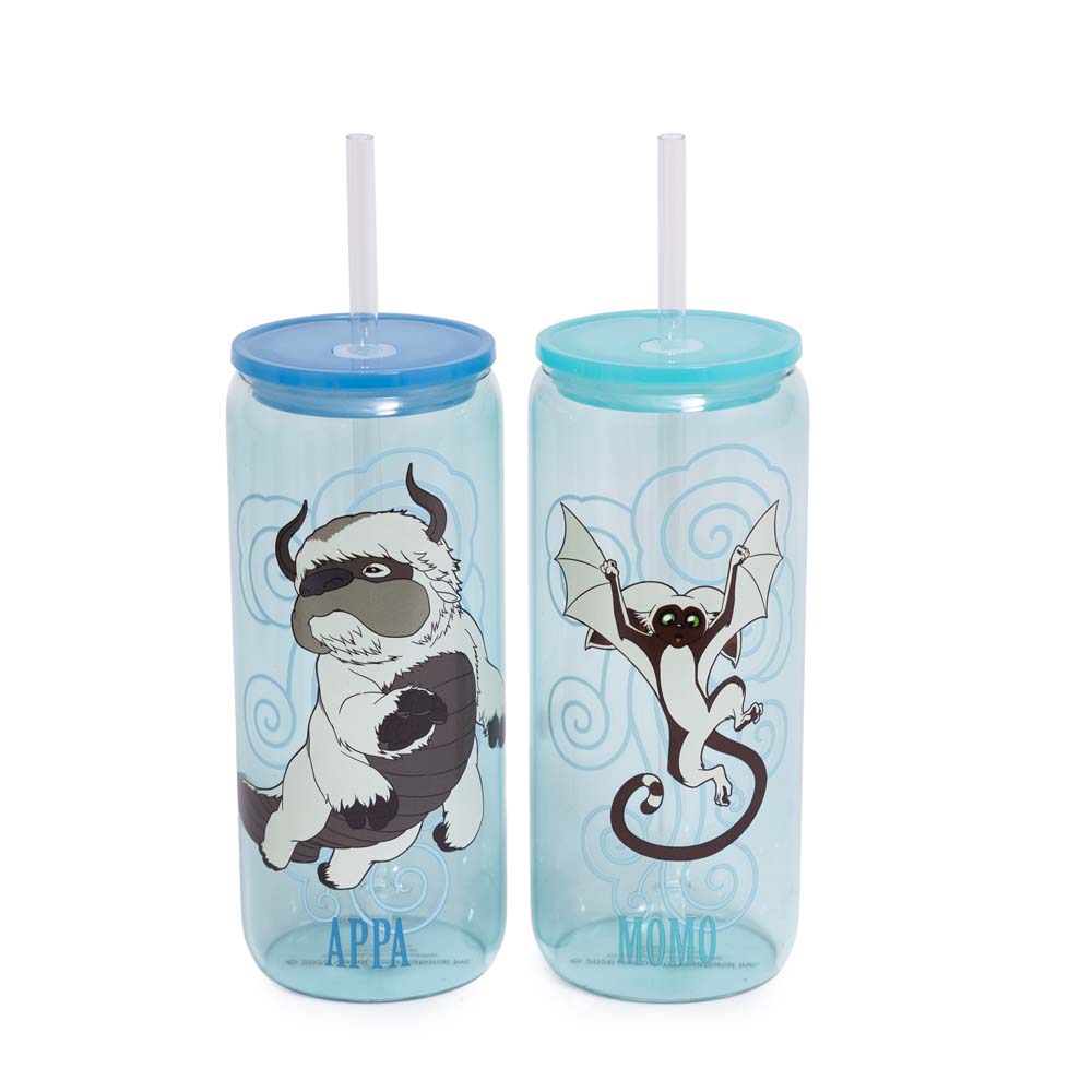 Avatar: The Last Airbender - Appa & Momo Glass Cup with Straw Twin Pack ...