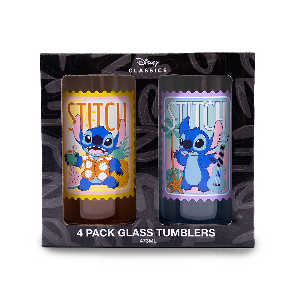 Disney - Lilo & Stitch - Stitch Postal Stamps Glass 4-Pack - Toys and ...
