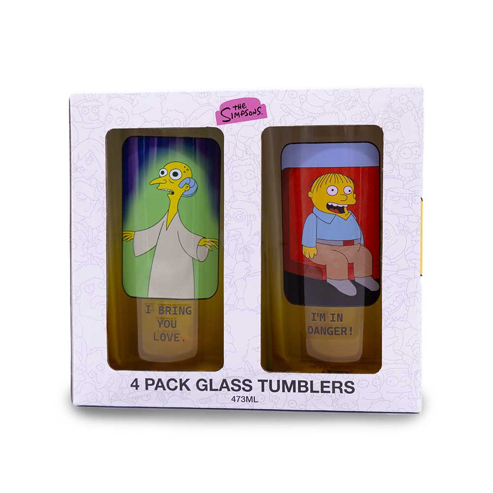 The Simpsons - Springfield Characters Memes Glass 4-Pack - ZiNG Pop Culture