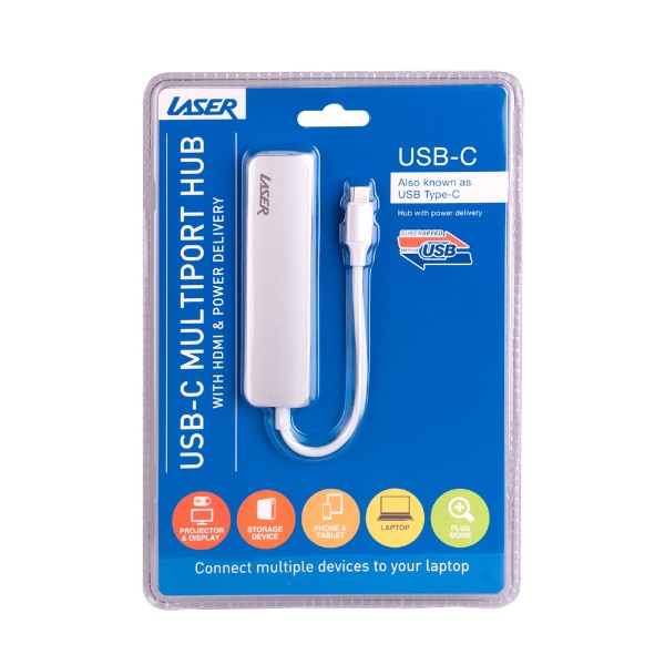Laser - 4-Port USBC Hub 4K HDMI - Electronics - EB Games Australia