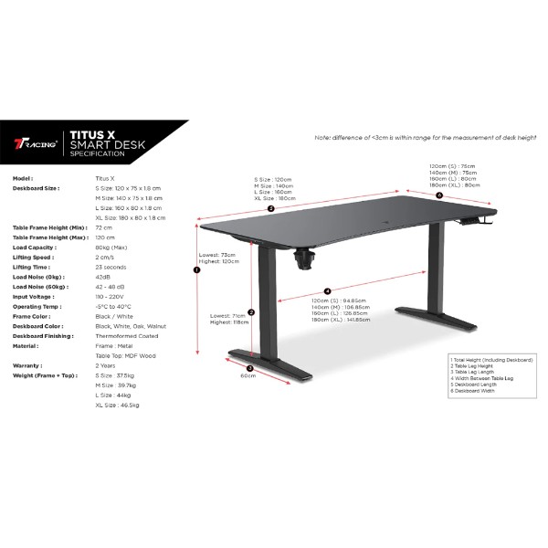 TTRacing - Titus X Smart Desk - 1.2m Onyx (S) - PC - EB Games Australia