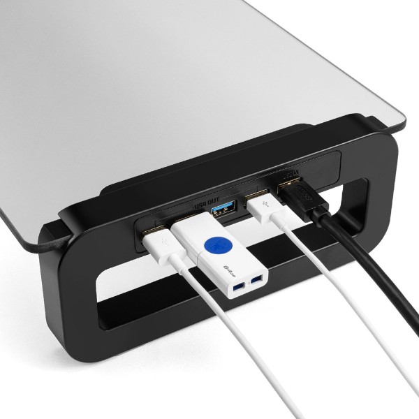 Laser - Monitor Desk Stand with USB 3.0 Charging Hub - Black - PC - EB ...