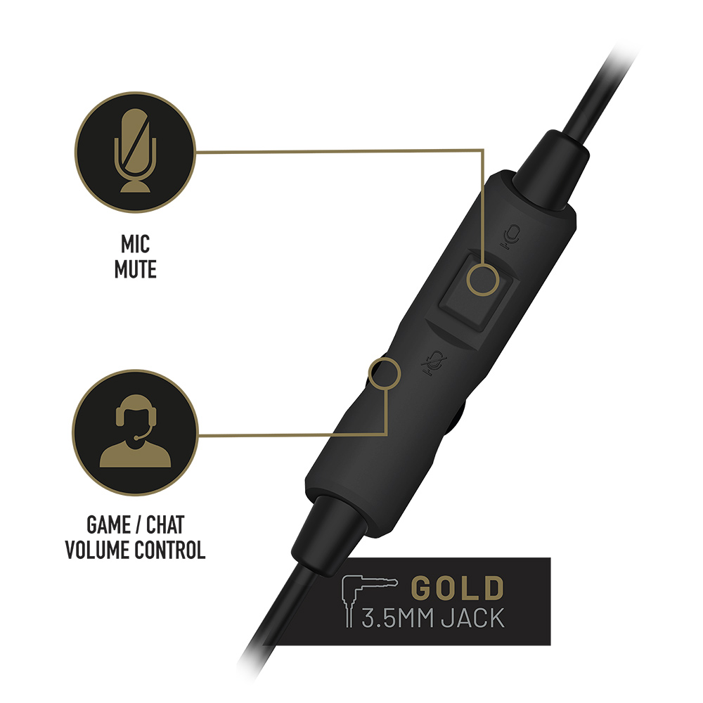 4Gamers - Black & Gold Gaming Headset with Stand - PC - EB Games Australia